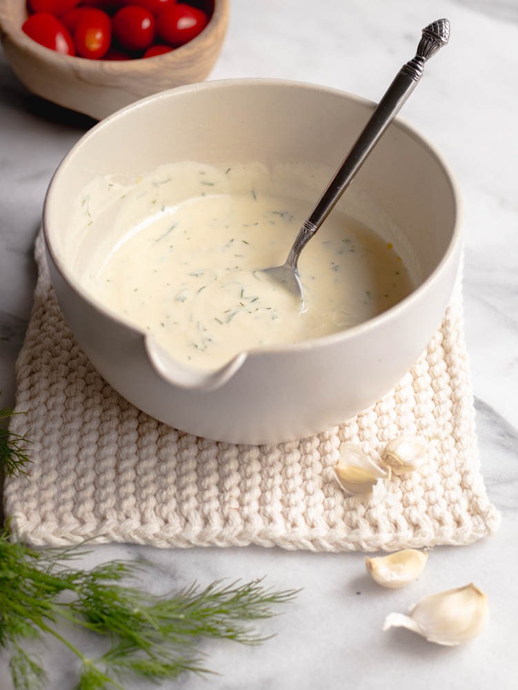 5-Minute Healthy Greek Yogurt Salad Dressing • Daisybeet