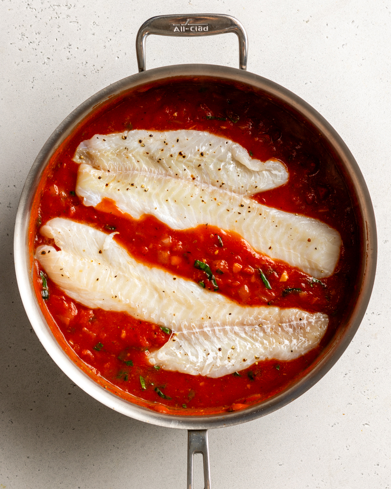 Quick & Healthy Poached Cod in Tomato Sauce • Daisybeet